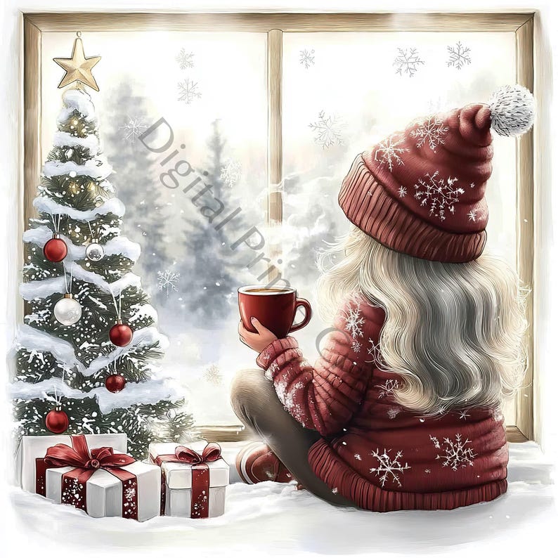 Christmas Morning Clipart, 10 High Quality Jpgs, Digital Download, Card ...