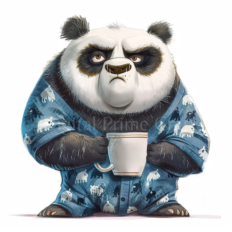 10 Coffee Clipart, Grumpy Panda Clipart, High Quality Jpgs, Digital ...