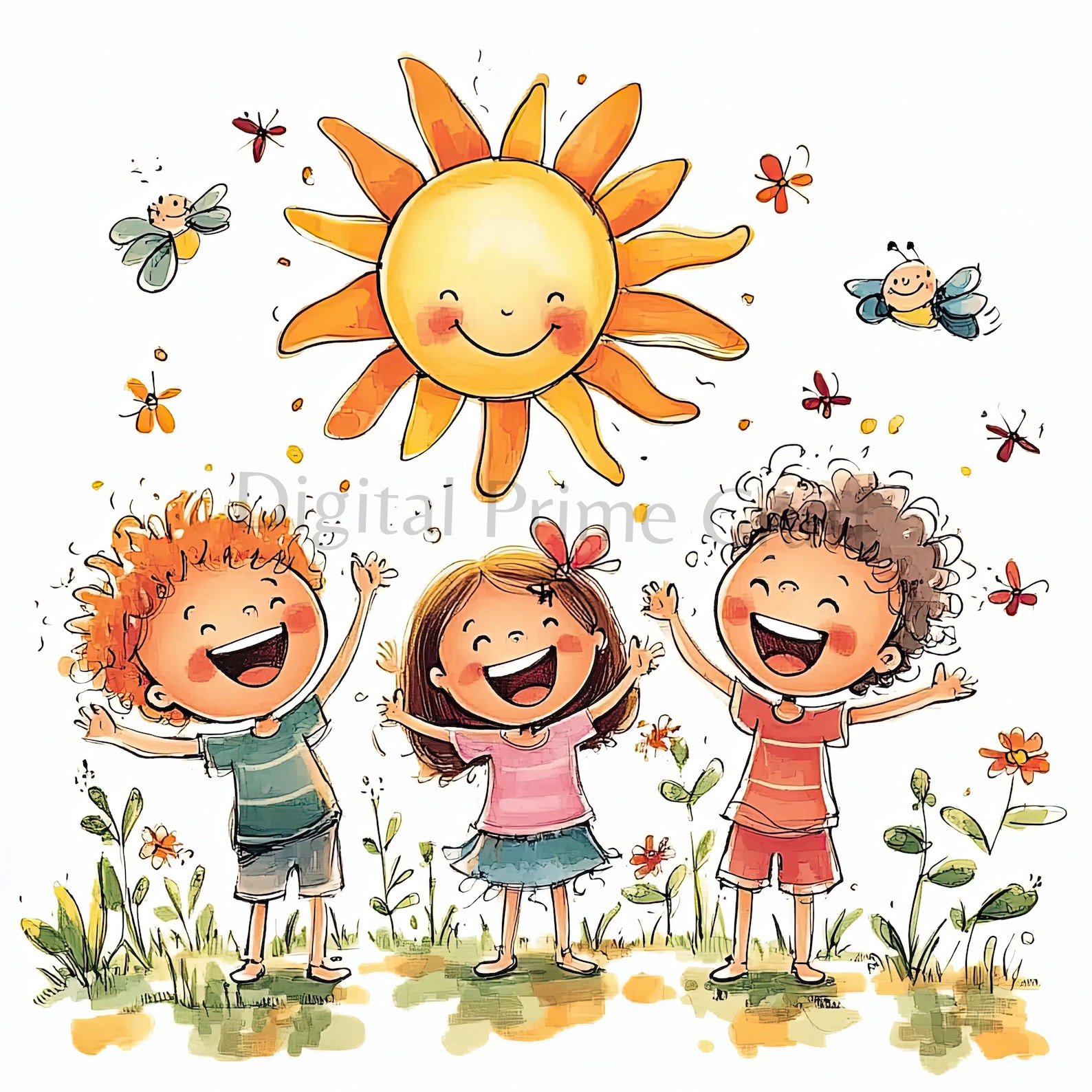 9 Happy Kids Clipart, Kids Clipart, High Quality Jpgs, Digital Download ...