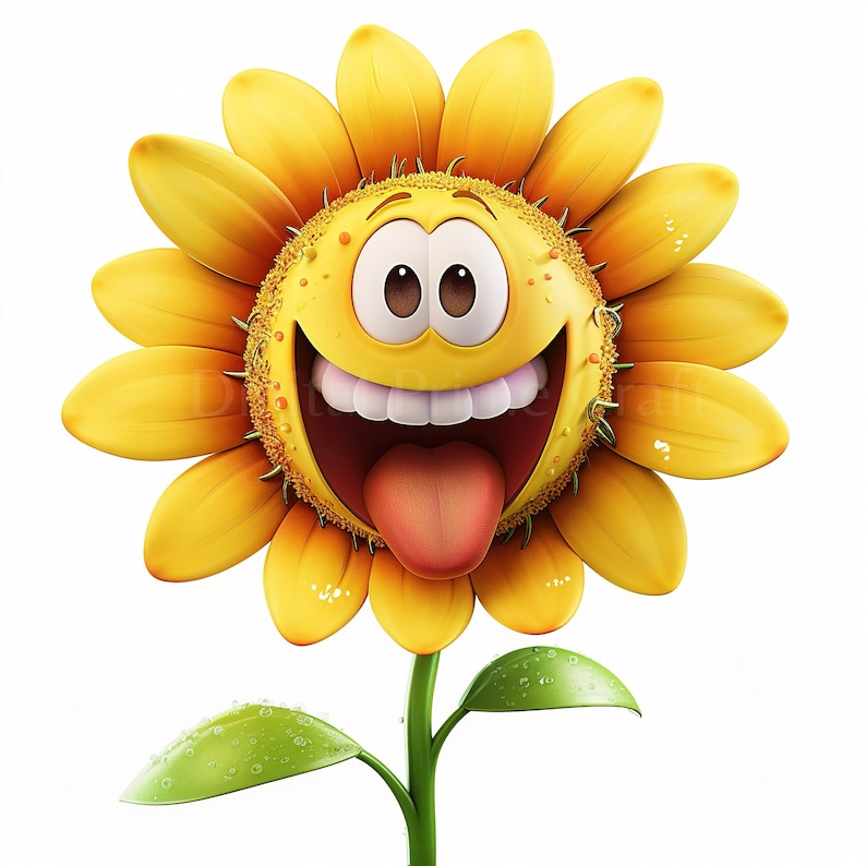 12 Sunflower Clipart, Happy, Grumpy, Sad, Angry Flower. High Quality ...