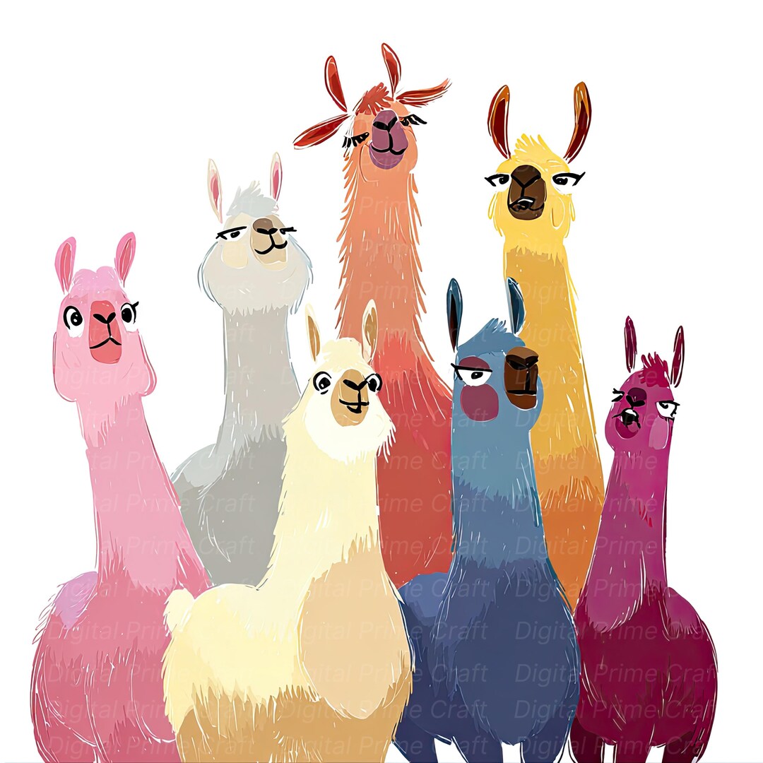 10 Funny Llama Clipart, Funny Animal Clipart, High Quality Jpgs ...