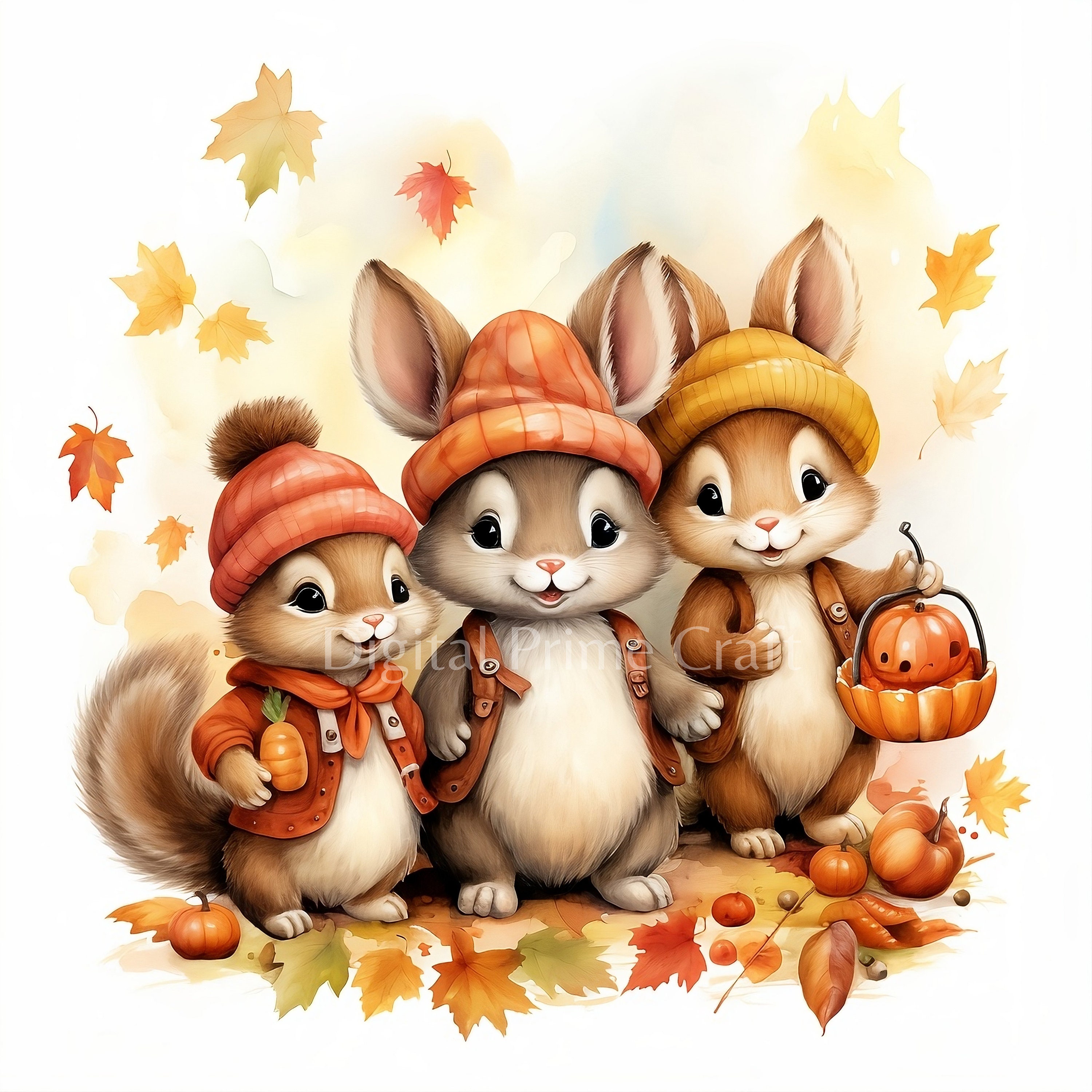 Thanksgiving Clipart, Cute Animals, 8 High Quality Jpgs, Digital ...