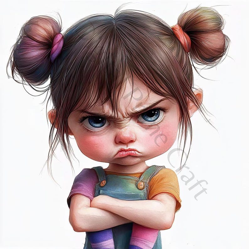 12 Grumpy Girl Clipart, Quirky Girl, Angry Girl, High Quality Jpgs ...