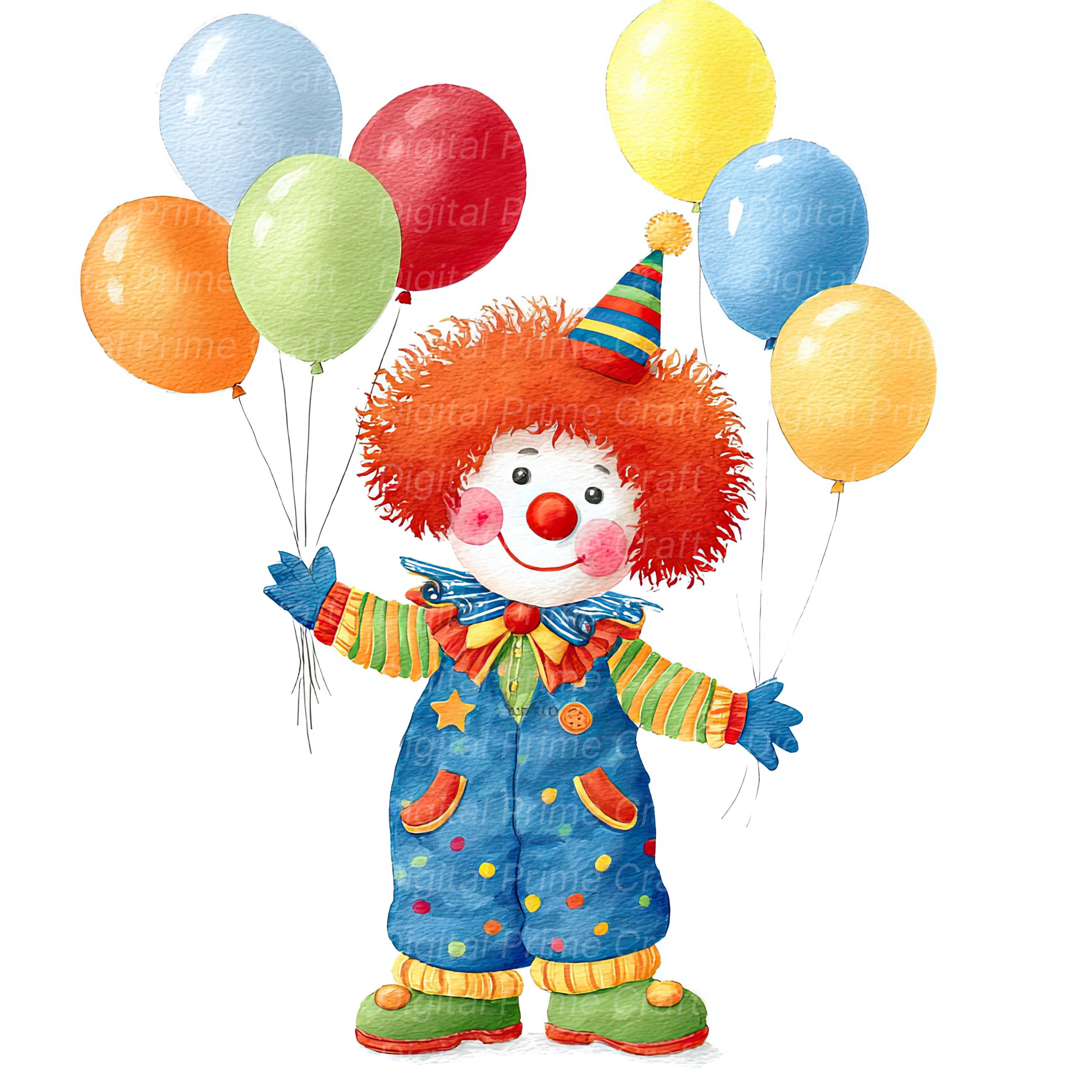 10 Clown Clipart, Cute Clown, Kids Party Clipart, High Quality Jpgs ...