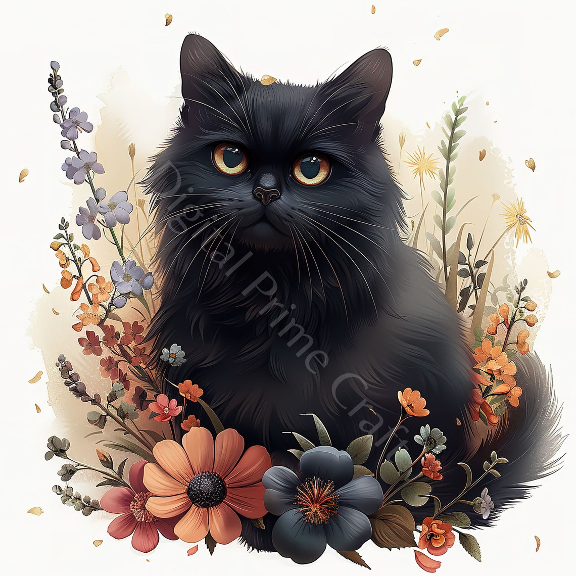 12 Cat in Flowers Clipart, Kitten Clipart ,high Quality JPG Files ...