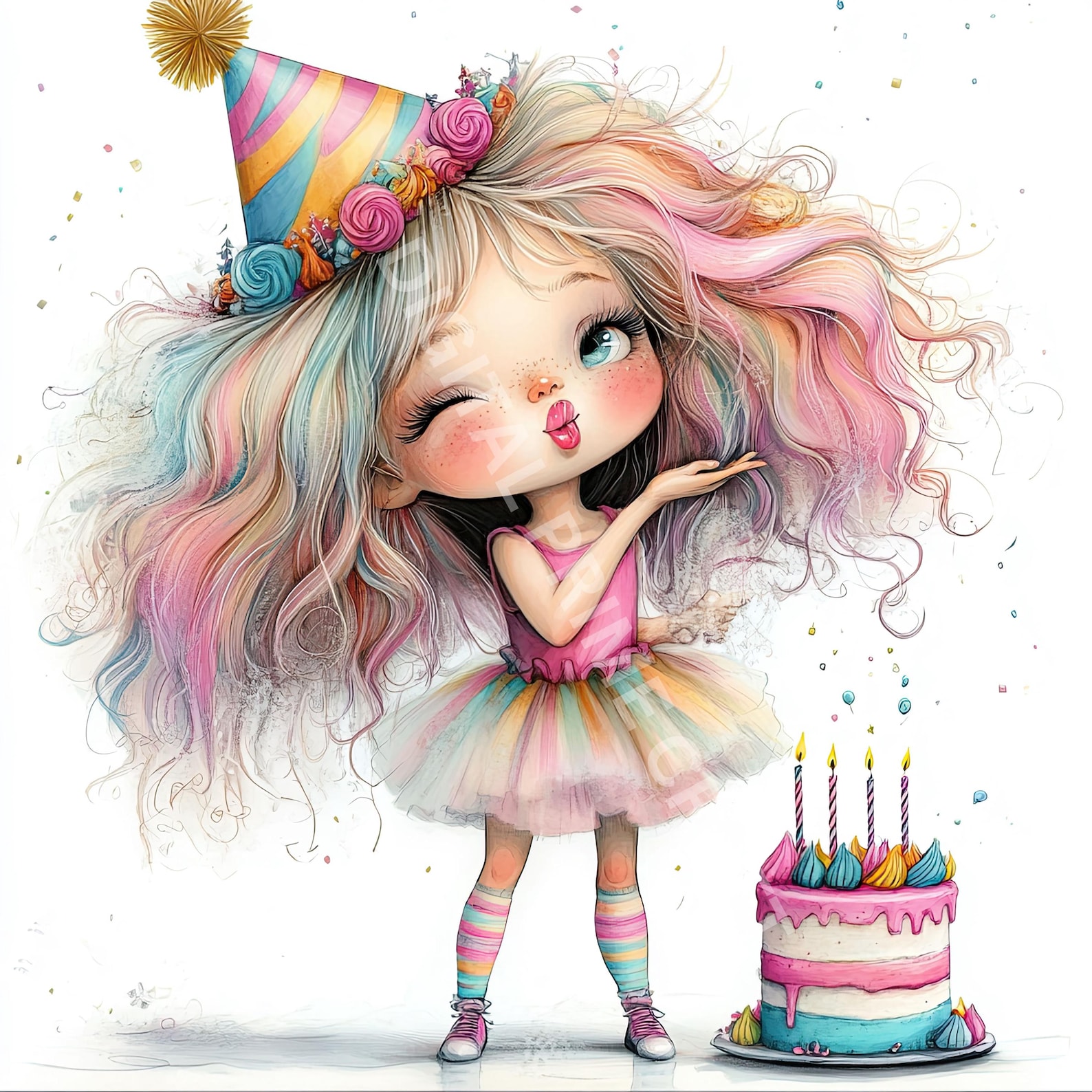 10 Quirky Birthday Girl Clipart, Birthday Clipart, High Quality Jpgs ...
