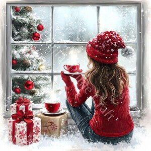 Christmas Morning Clipart, 10 High Quality Jpgs, Digital Download, Card ...