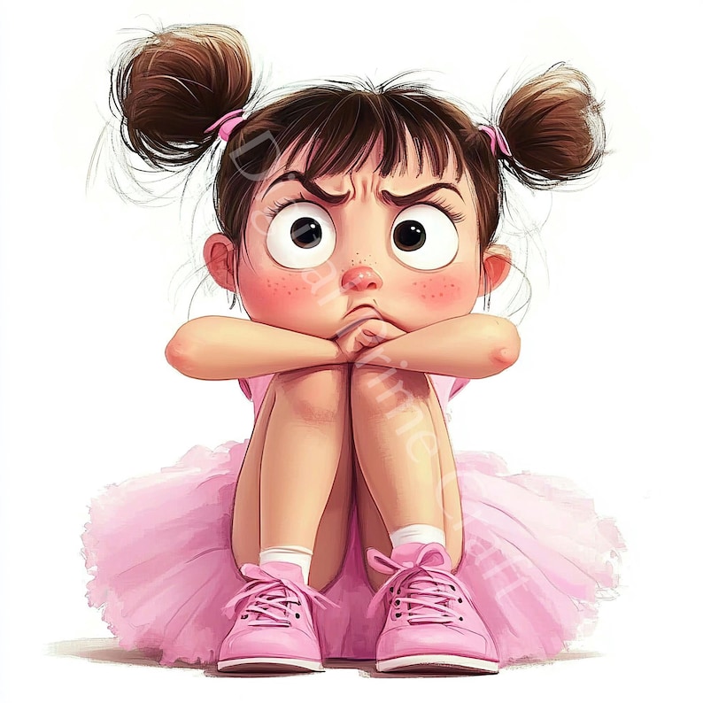 10 Grumpy Girl Clipart, Cute Quirky Girl, High Quality Jpgs, Digital ...