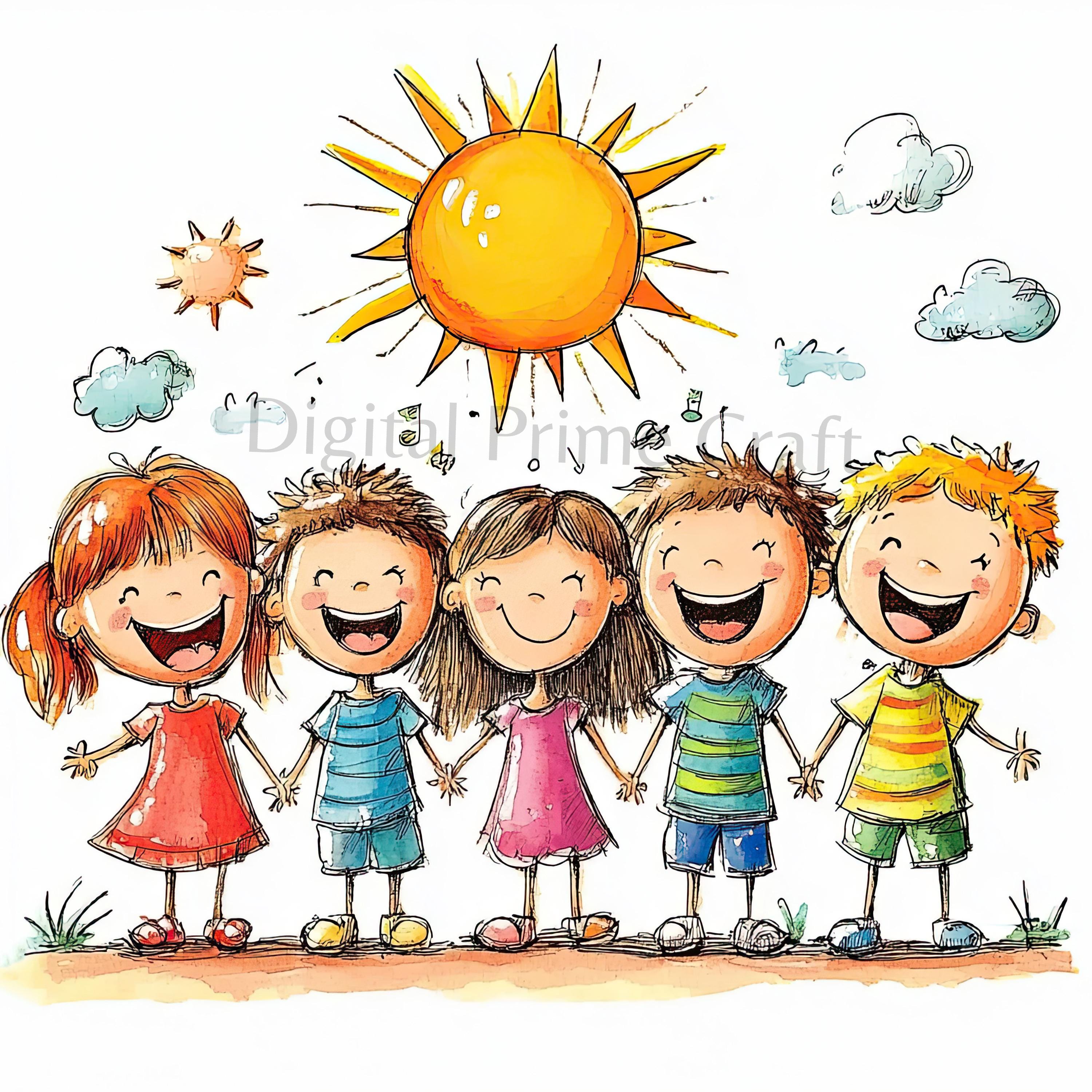 9 Happy Kids Clipart, Kids Clipart, High Quality Jpgs, Digital Download ...