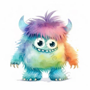 19 Monster Clipart, Cute Watercolor Monster, High Quality Jpgs, Digital ...