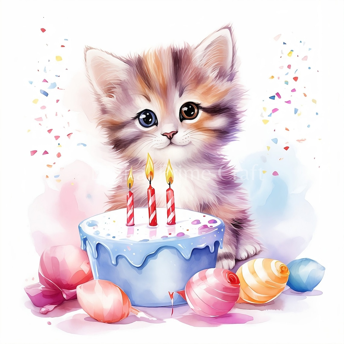 Cat Birthday Clipart, Kitten Birthday, 12 High Quality Jpgs, Digital Download, Card Making ...