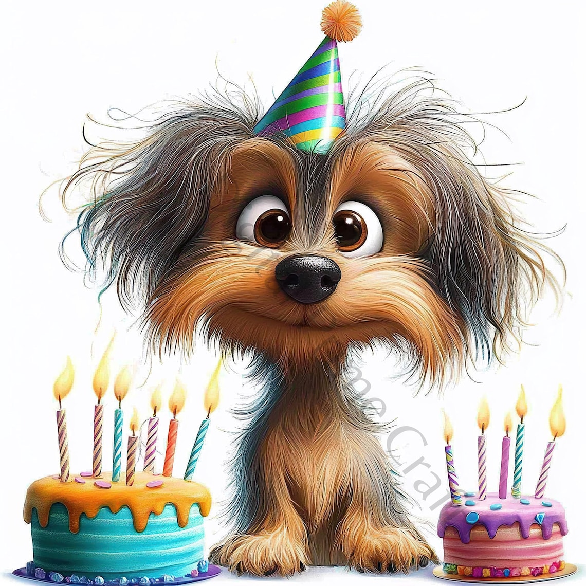 15 Dog Birthday Clipart, Pet Birthday, High Quality Jpgs, Watercolor ...