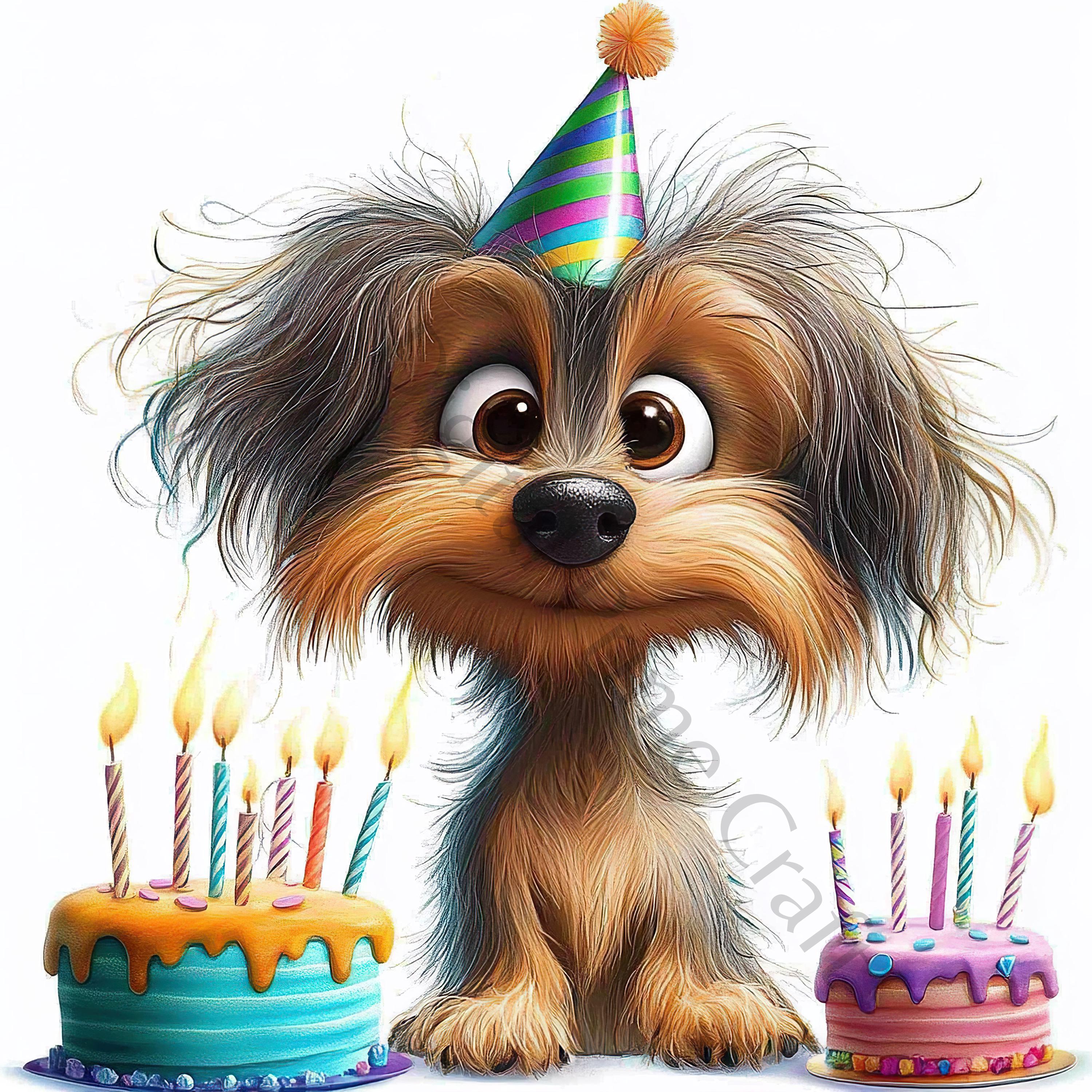 15 Dog Birthday Clipart, Pet Birthday, High Quality Jpgs, Watercolor ...
