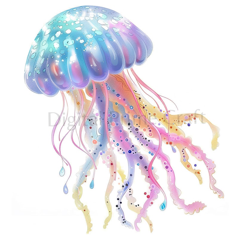 14 Jelly Fish Clipart, Watercolor Jelly Fish, High Quality Jpg Files ...