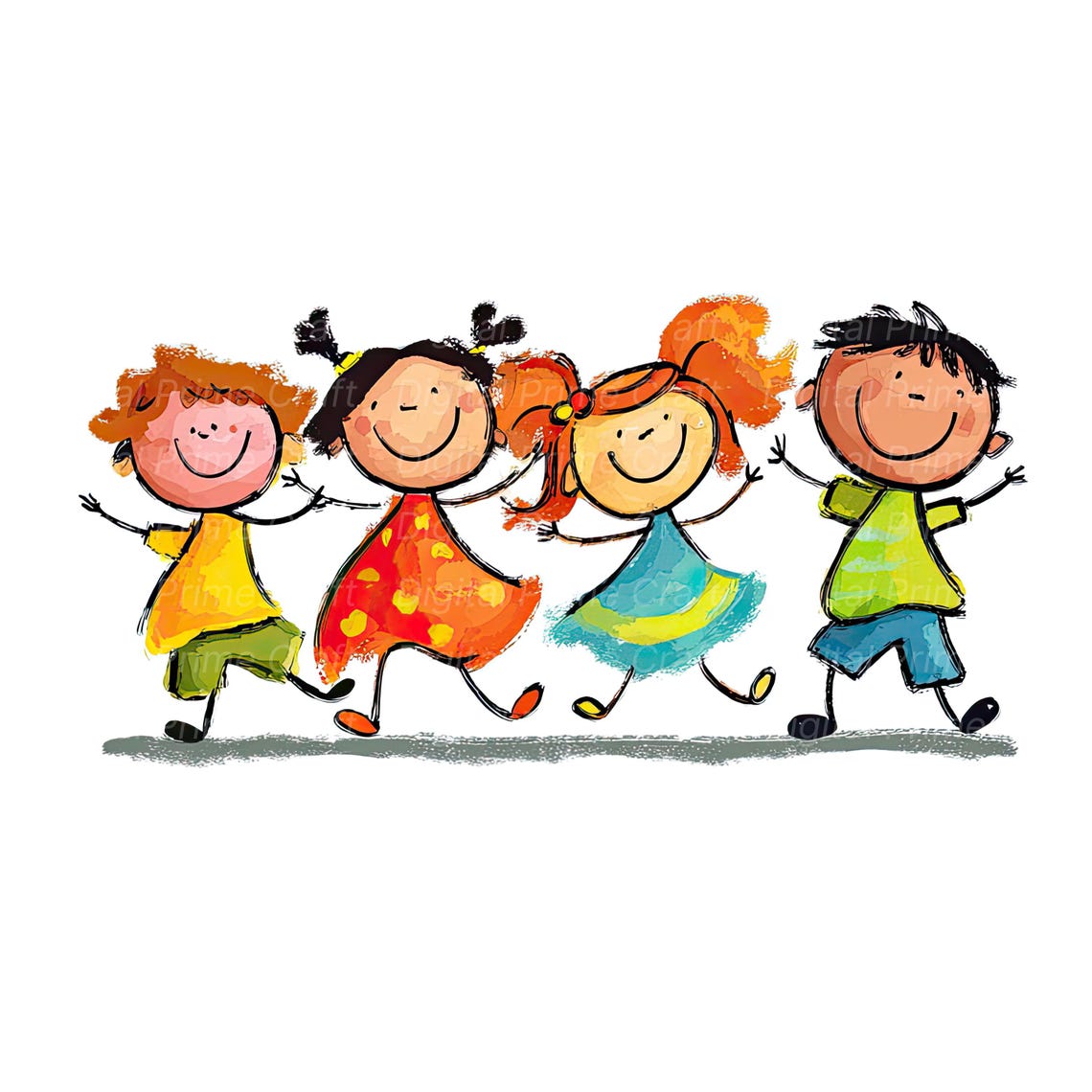 10 Happy Kids Clipart, Kids Clipart, Colorful Kids, High Quality Jpgs ...