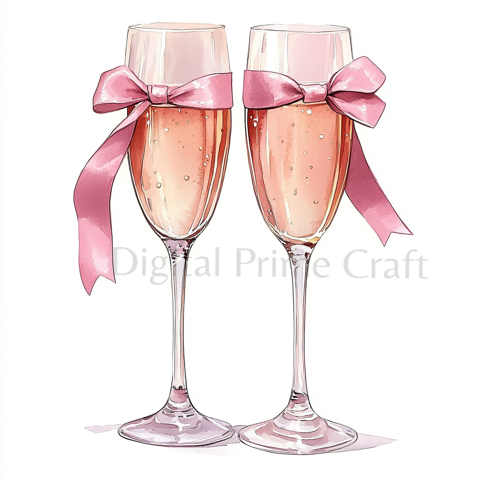 10 Watercolor Champagne Clipart, Wedding Glasses, High Quality Jpgs ...