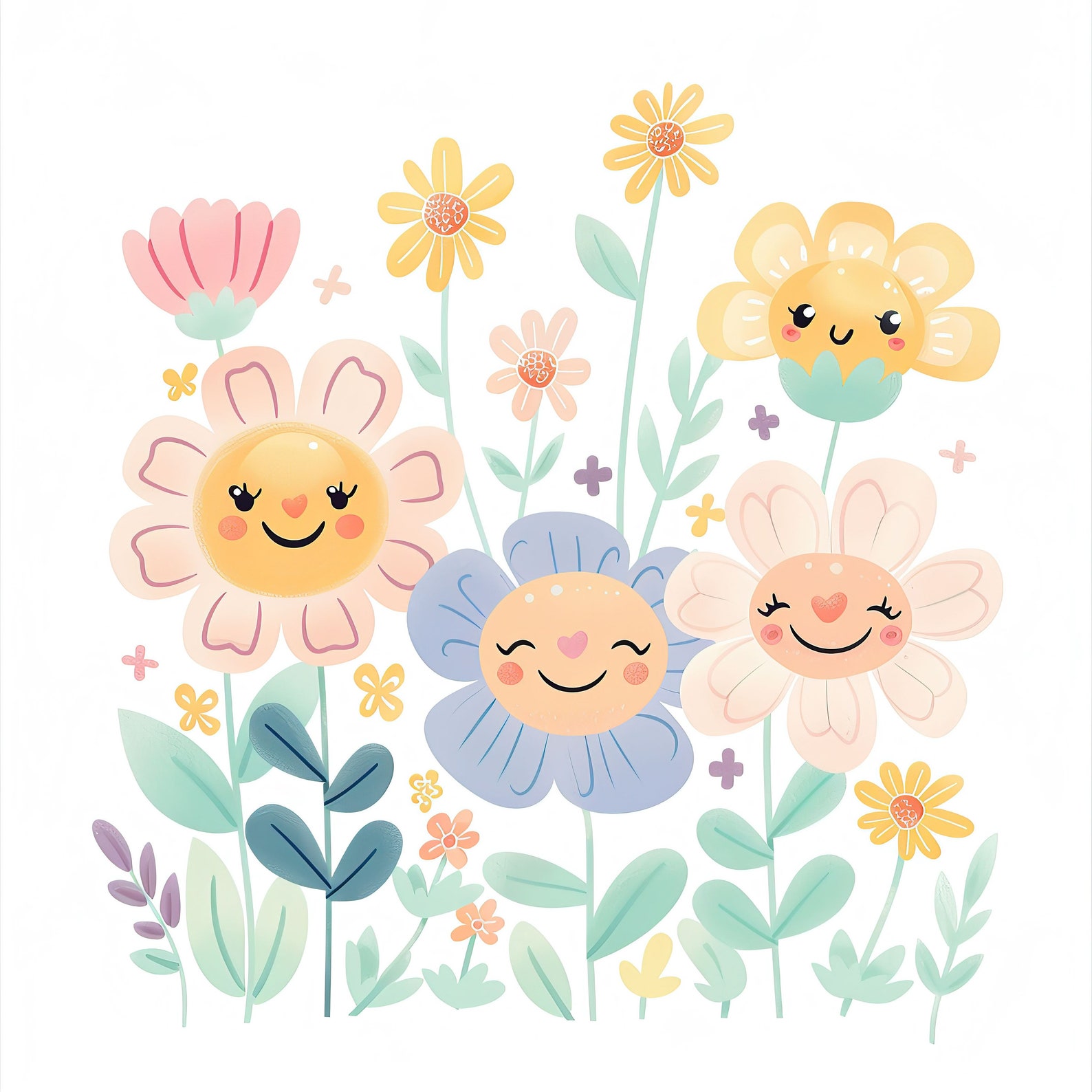 16 Happy Flowers Clipart, Smiling Flowers Clipart, High Quality Jpgs ...