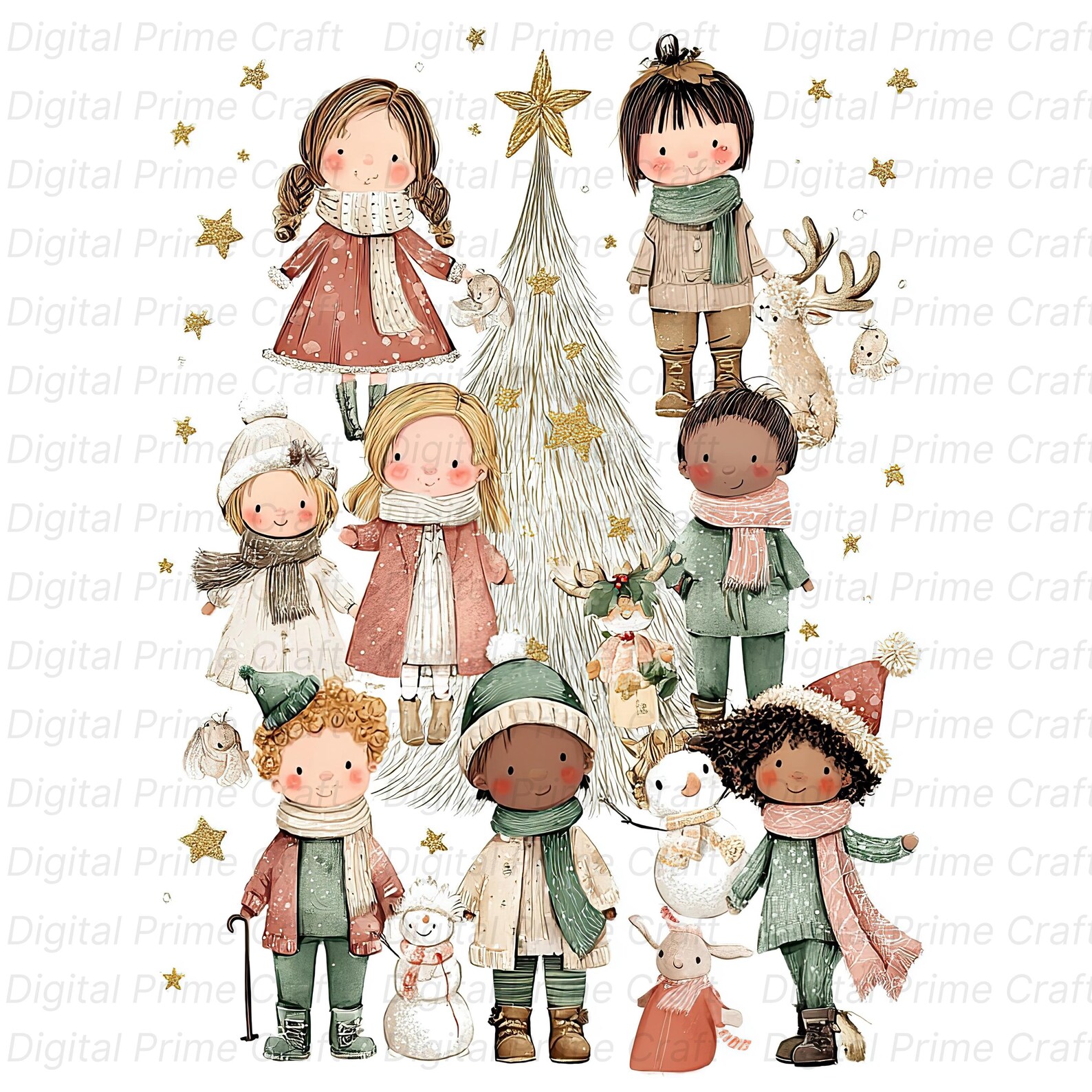 10 Christmas Kids Clipart, Christmas Clipart, 10 High Quality Jpgs ...