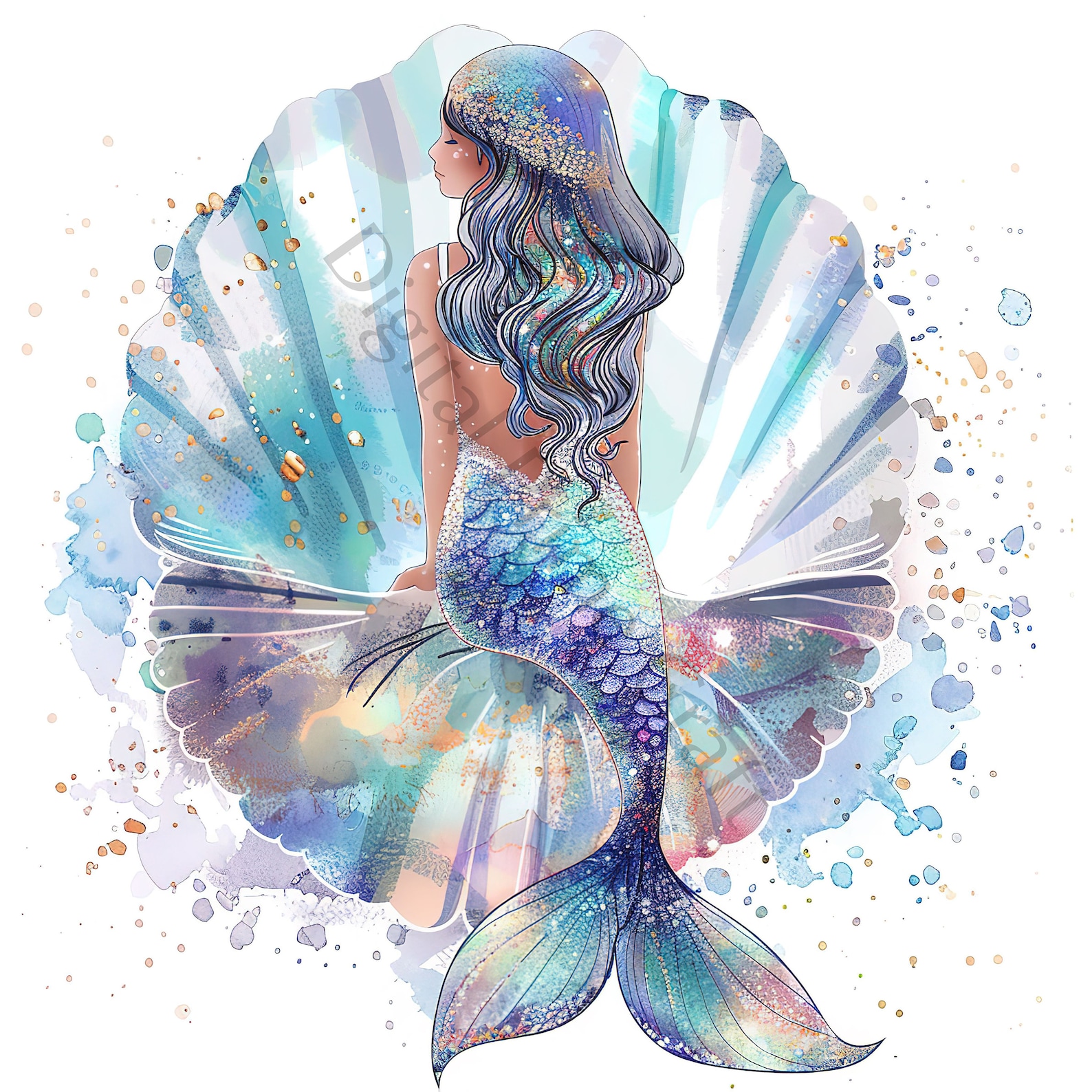 10 Mermaid Clipart, Mermaid Images, High Quality JPG Files, Digital ...