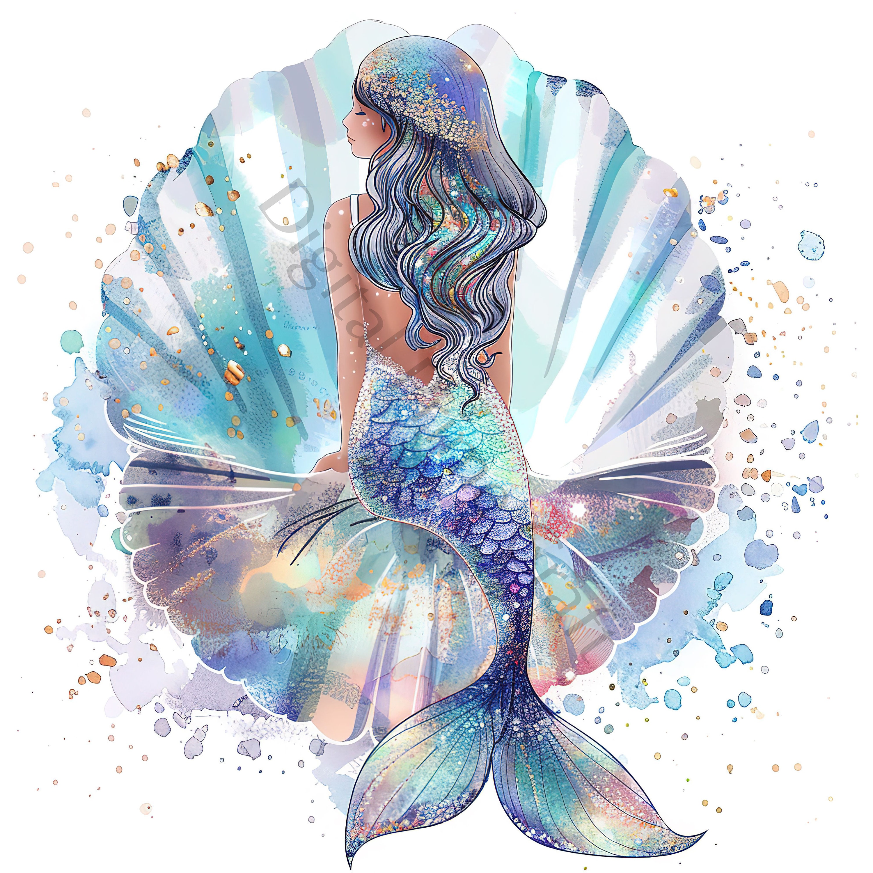 10 Mermaid Clipart, Mermaid Images, High Quality JPG Files, Digital ...