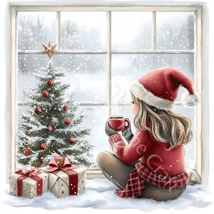Christmas Morning Clipart, 10 High Quality Jpgs, Digital Download, Card ...
