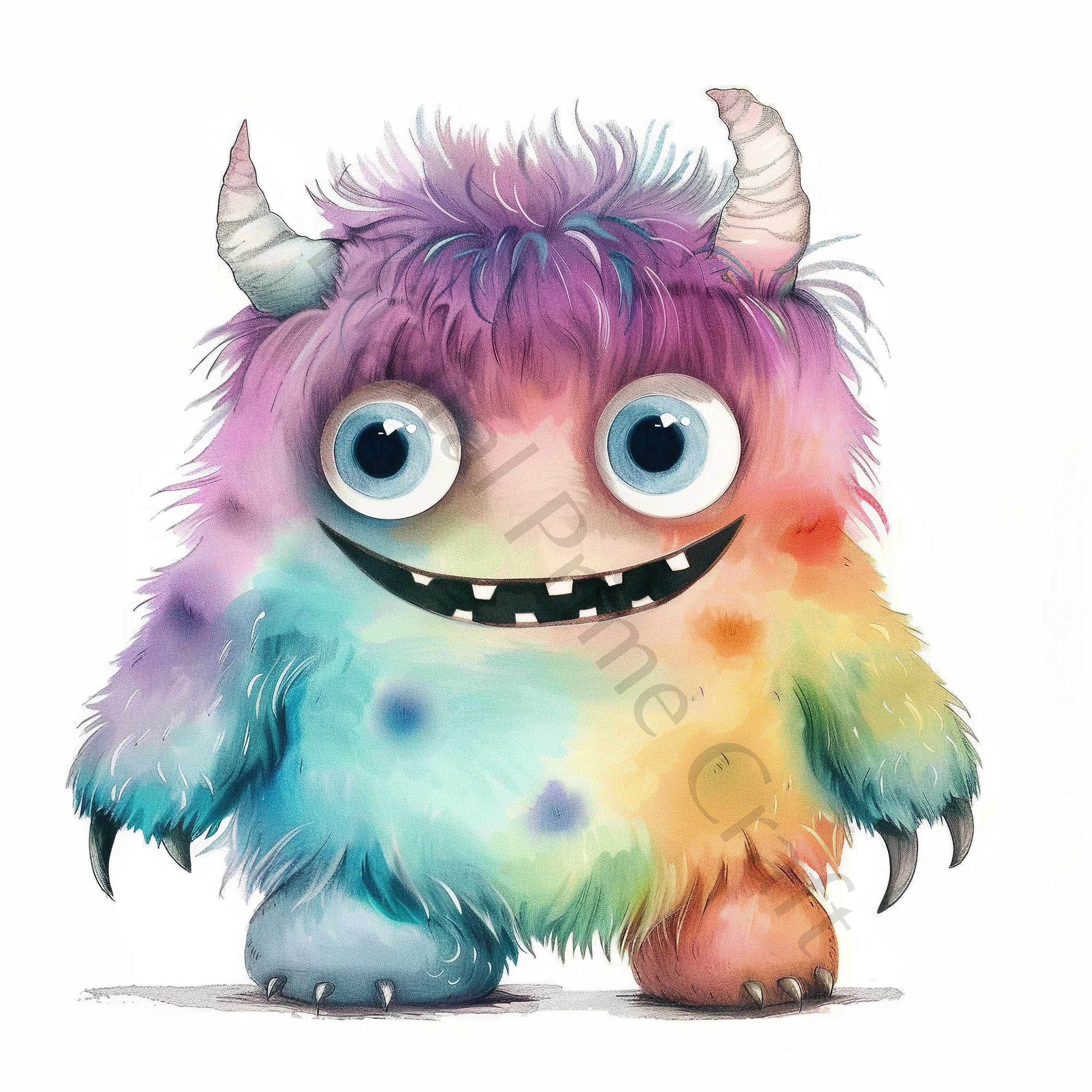19 Monster Clipart, Cute Watercolor Monster, High Quality Jpgs, Digital ...
