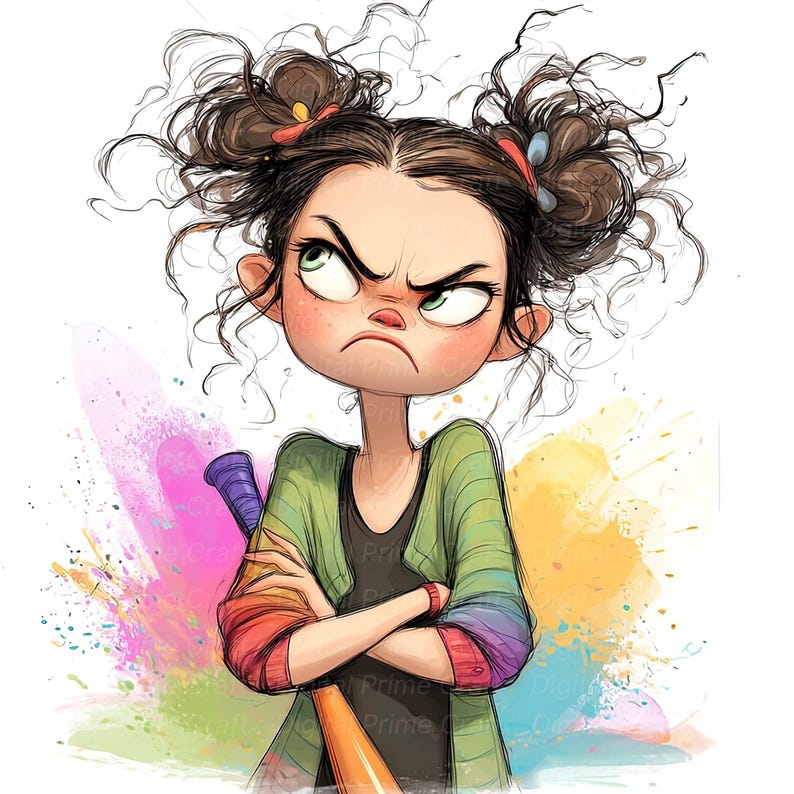 10 Grumpy Girl Clipart, Quirky Girl, Angry Girl, High Quality Jpgs ...