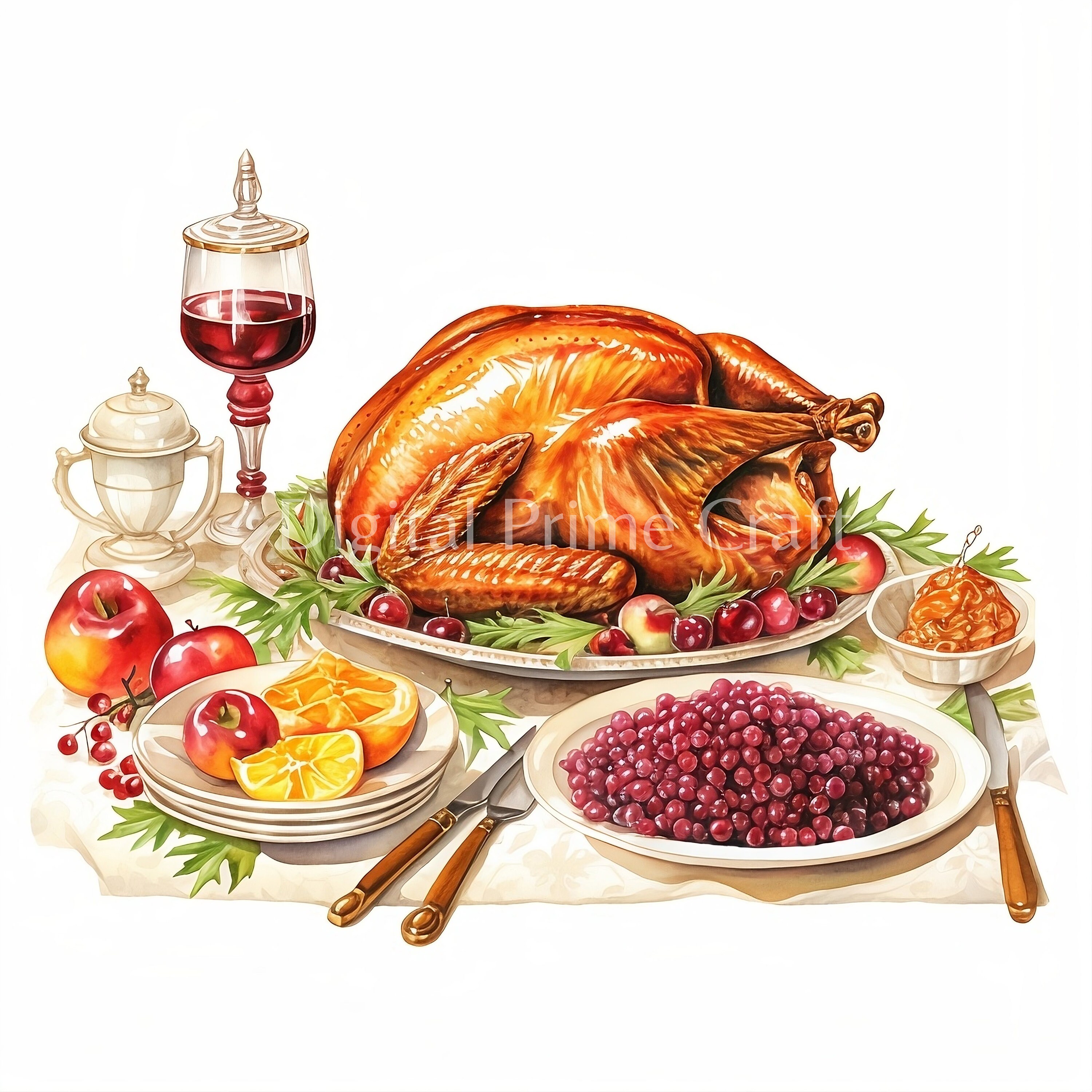 Thanksgiving Clipart, High Quality JPG Files, Digital Download, Card ...