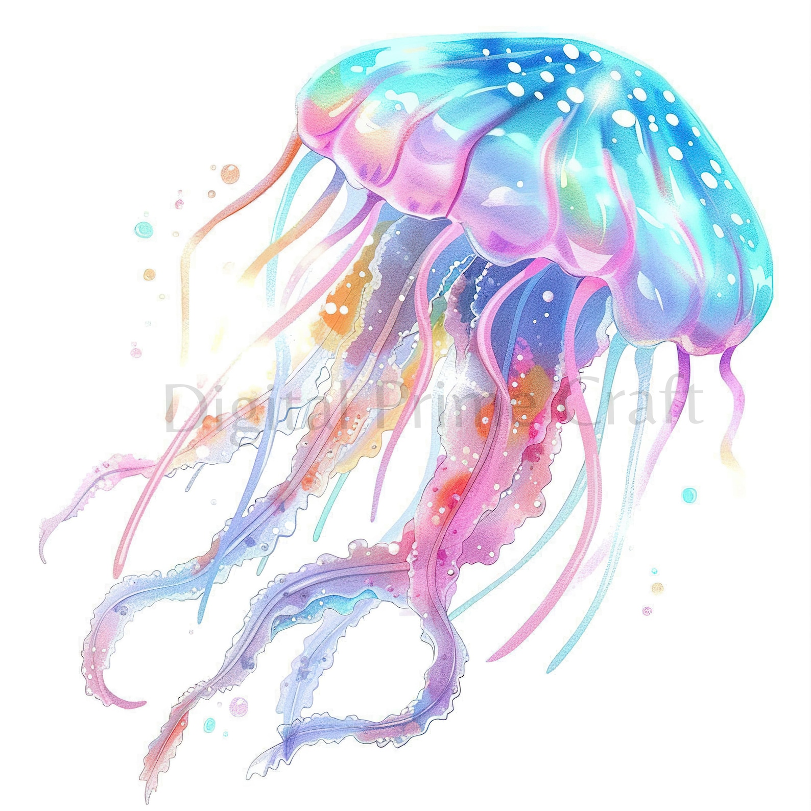 14 Jelly Fish Clipart, Watercolor Jelly Fish, High Quality Jpg Files ...
