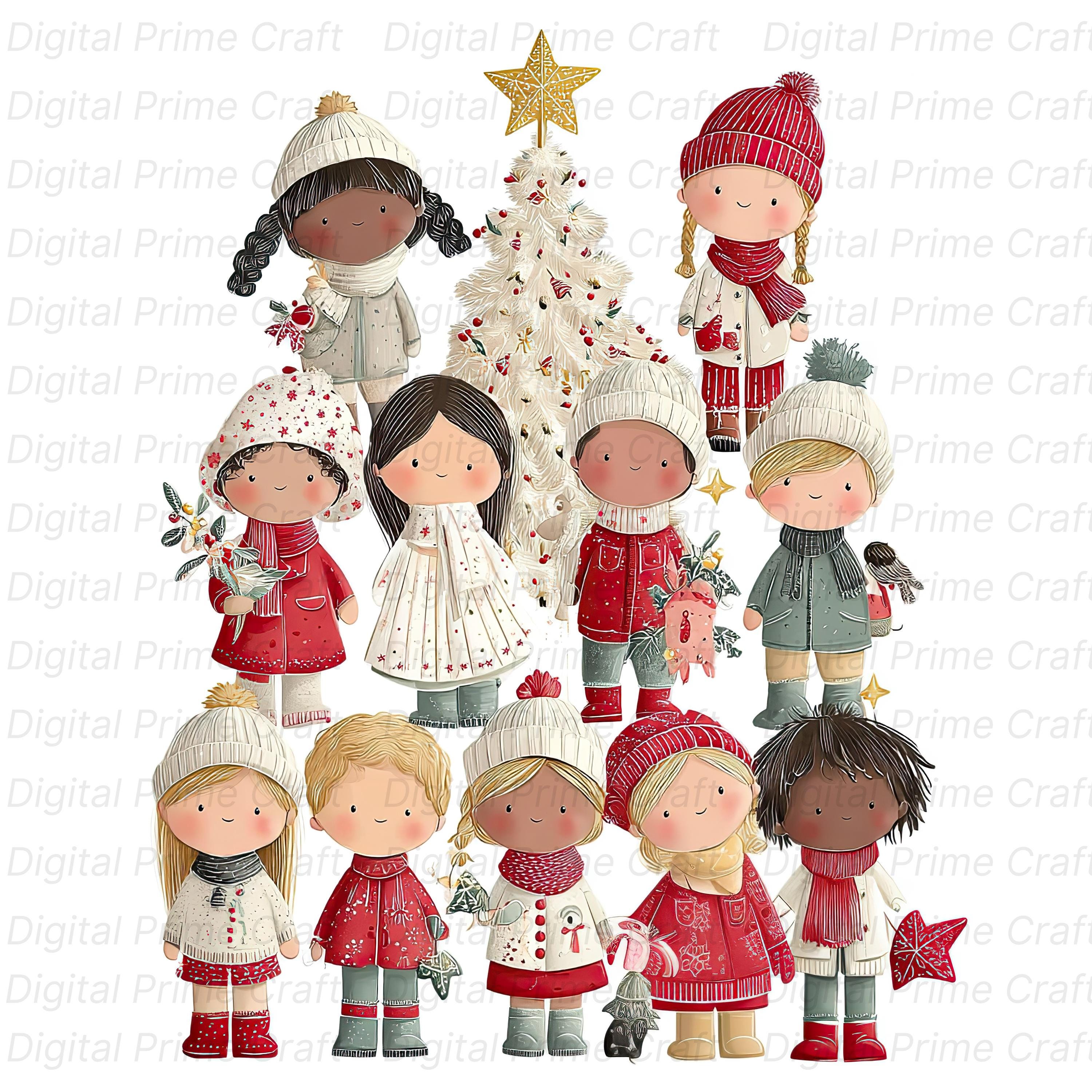10 Christmas Kids Clipart, Christmas Clipart, 10 High Quality Jpgs ...