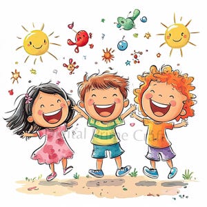 9 Happy Kids Clipart, Cute Kids Clipart, High Quality Jpgs, Digital ...