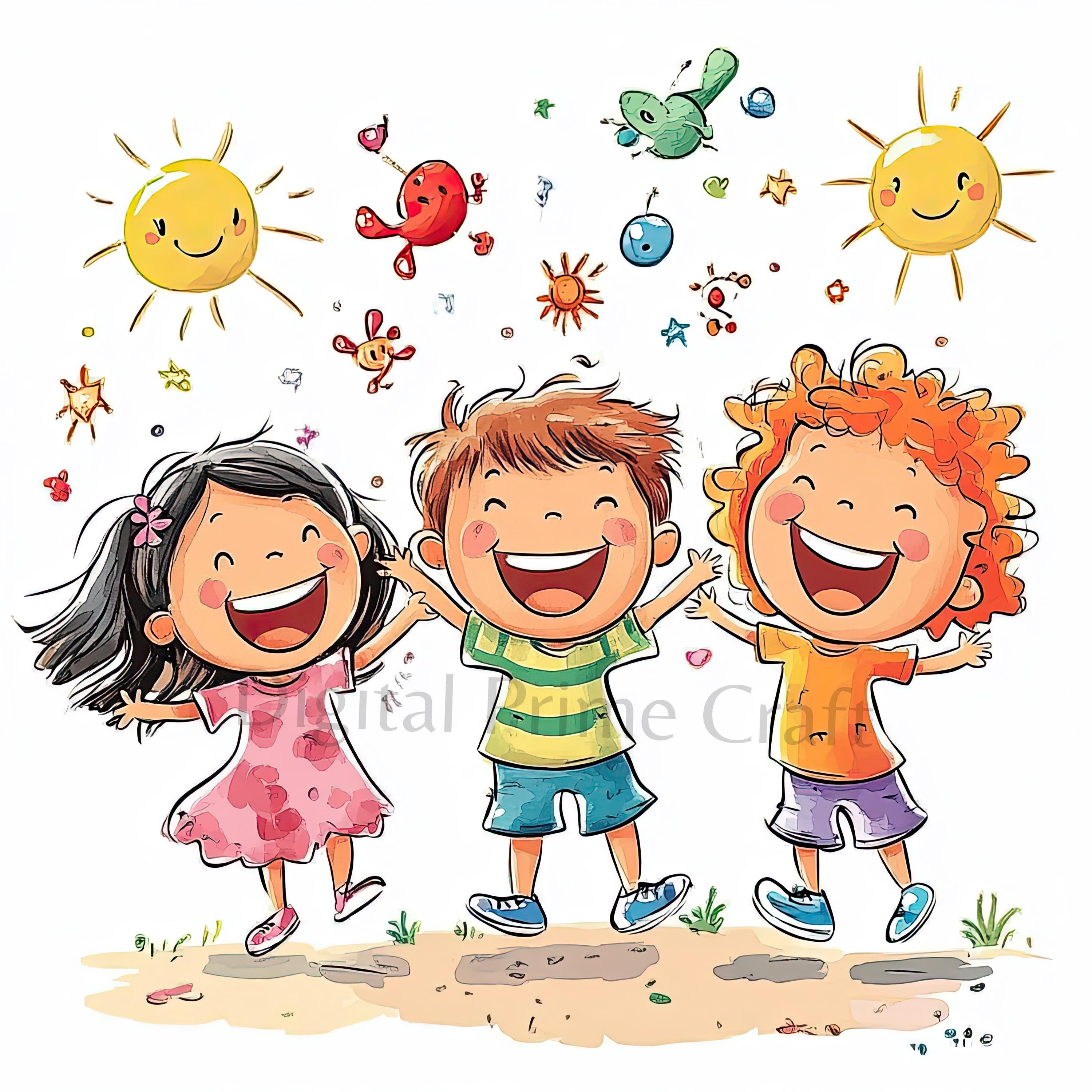 9 Happy Kids Clipart, Kids Clipart, High Quality Jpgs, Digital Download ...