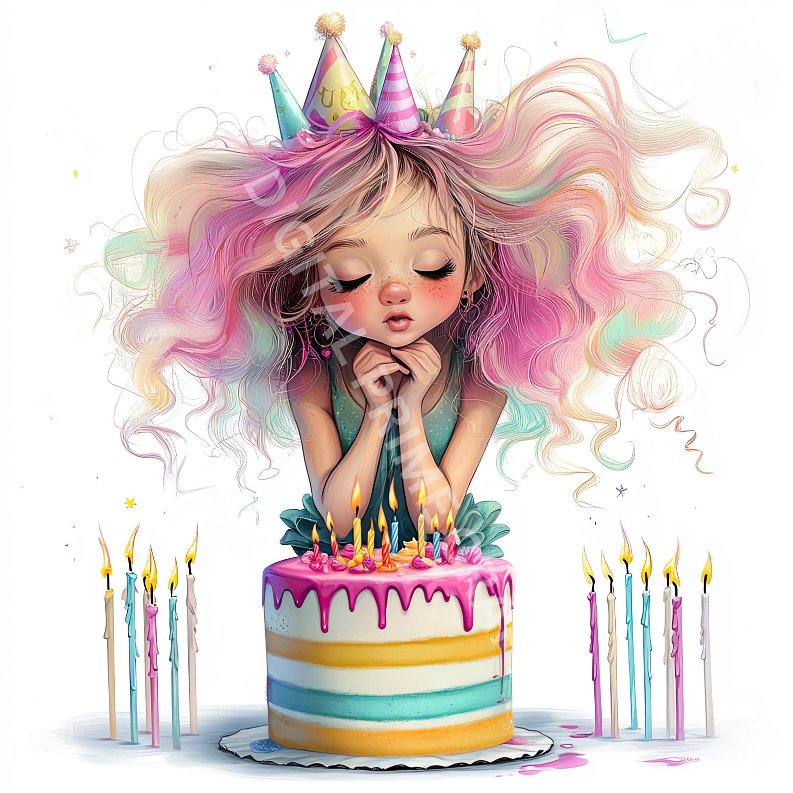 10 Quirky Birthday Girl Clipart, Birthday Clipart, High Quality Jpgs ...