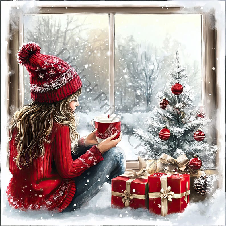 Christmas Morning Clipart, 10 High Quality Jpgs, Digital Download, Card ...