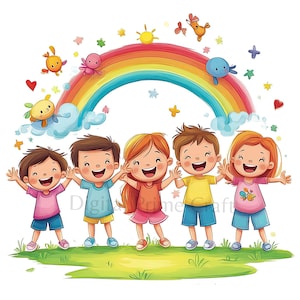 10 Happy Kids Clipart, Kids Clipart, High Quality Jpgs, Digital ...