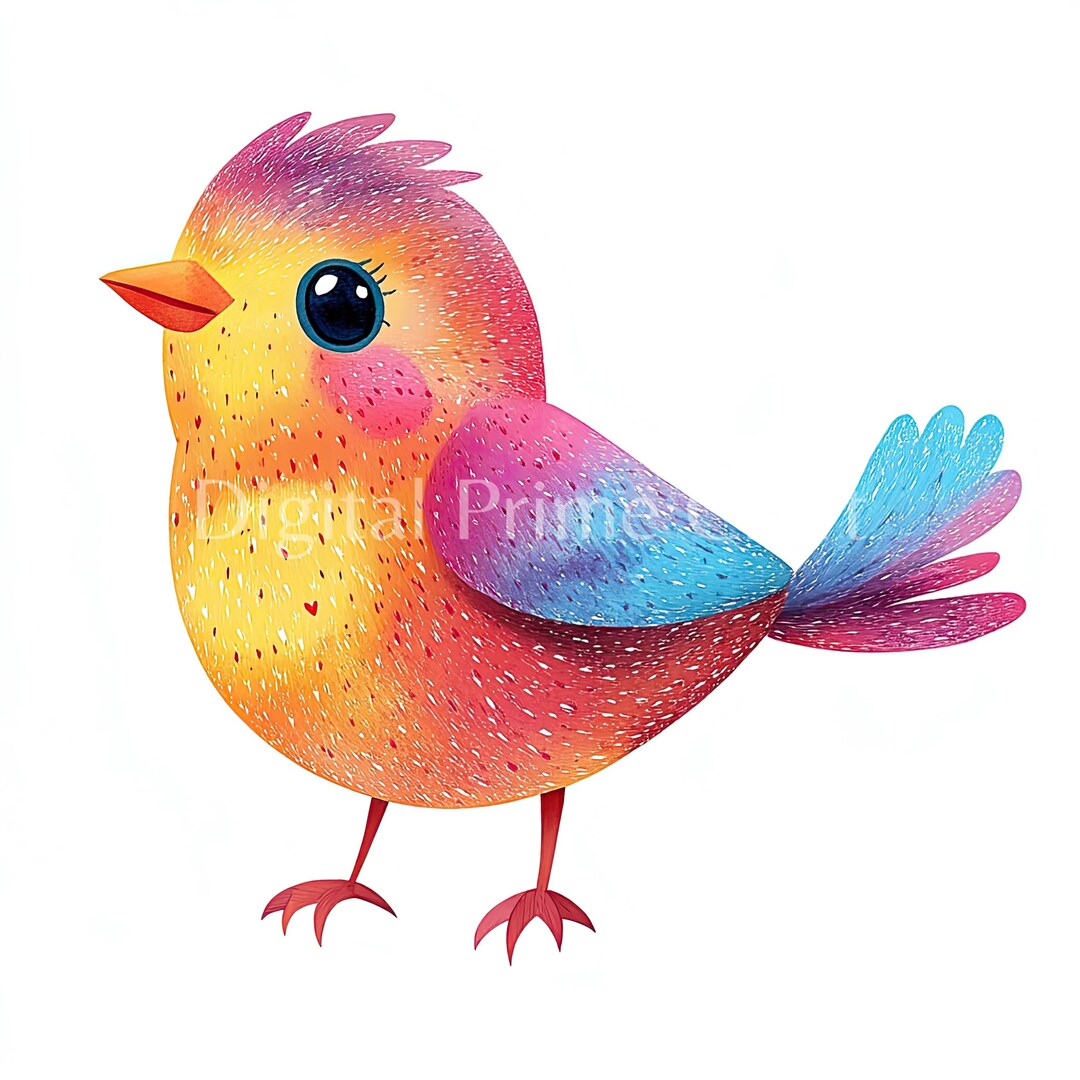 10 Watercolor Whimsical Bird Clipart, High Quality Jpgs, Digital ...