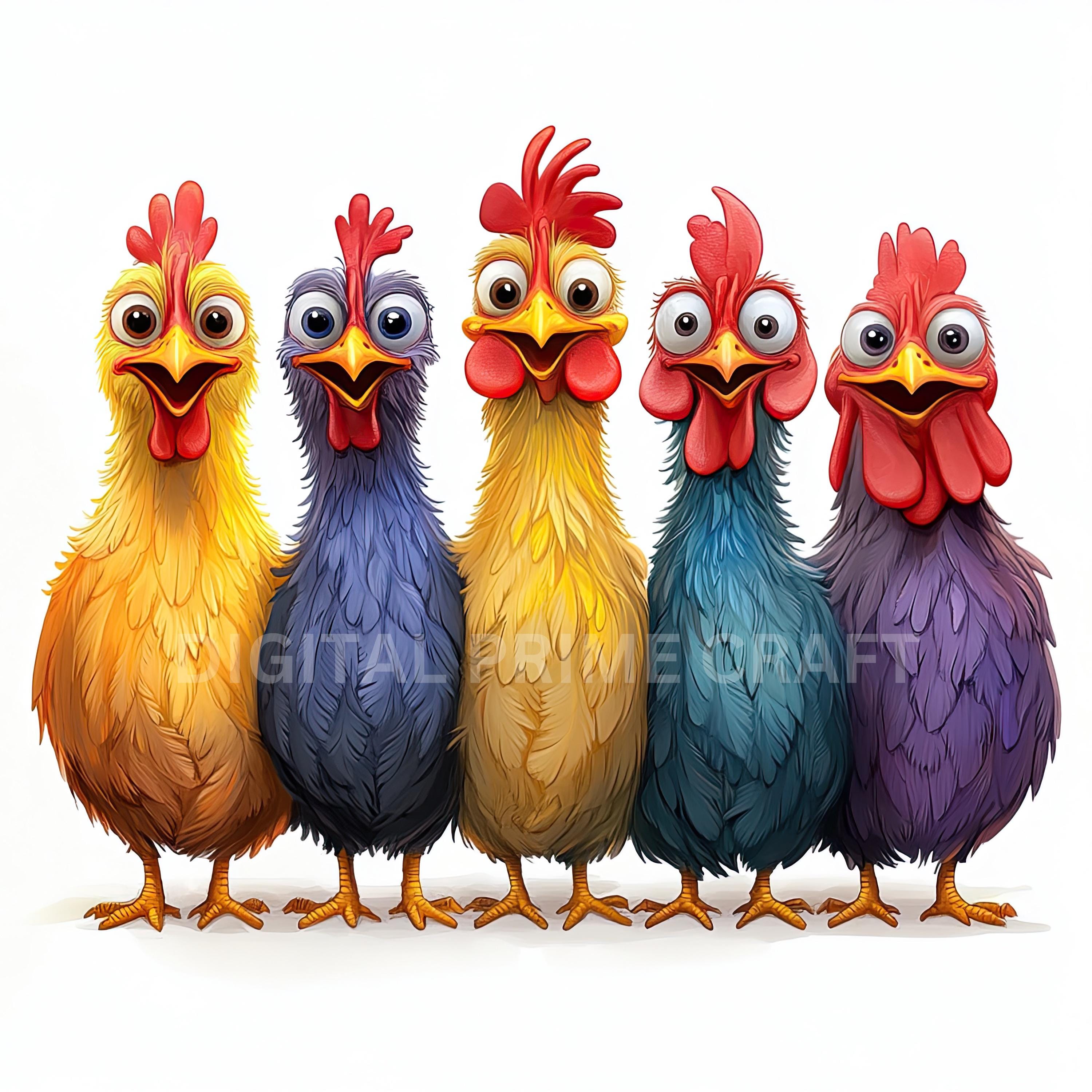 10 Chicken Clipart, Funny Animal Clipart, High Quality Jpgs, Digital ...
