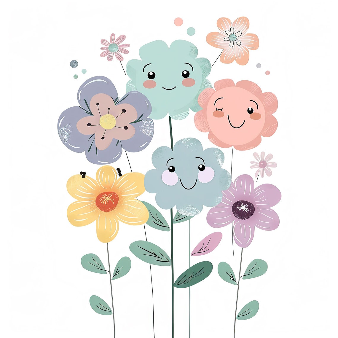 16 Happy Flowers Clipart, Smiling Flowers Clipart, High Quality Jpgs ...