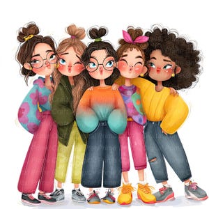 15 Quirky Friends Clipart, Friendship Clipart, Girl Friends, High ...