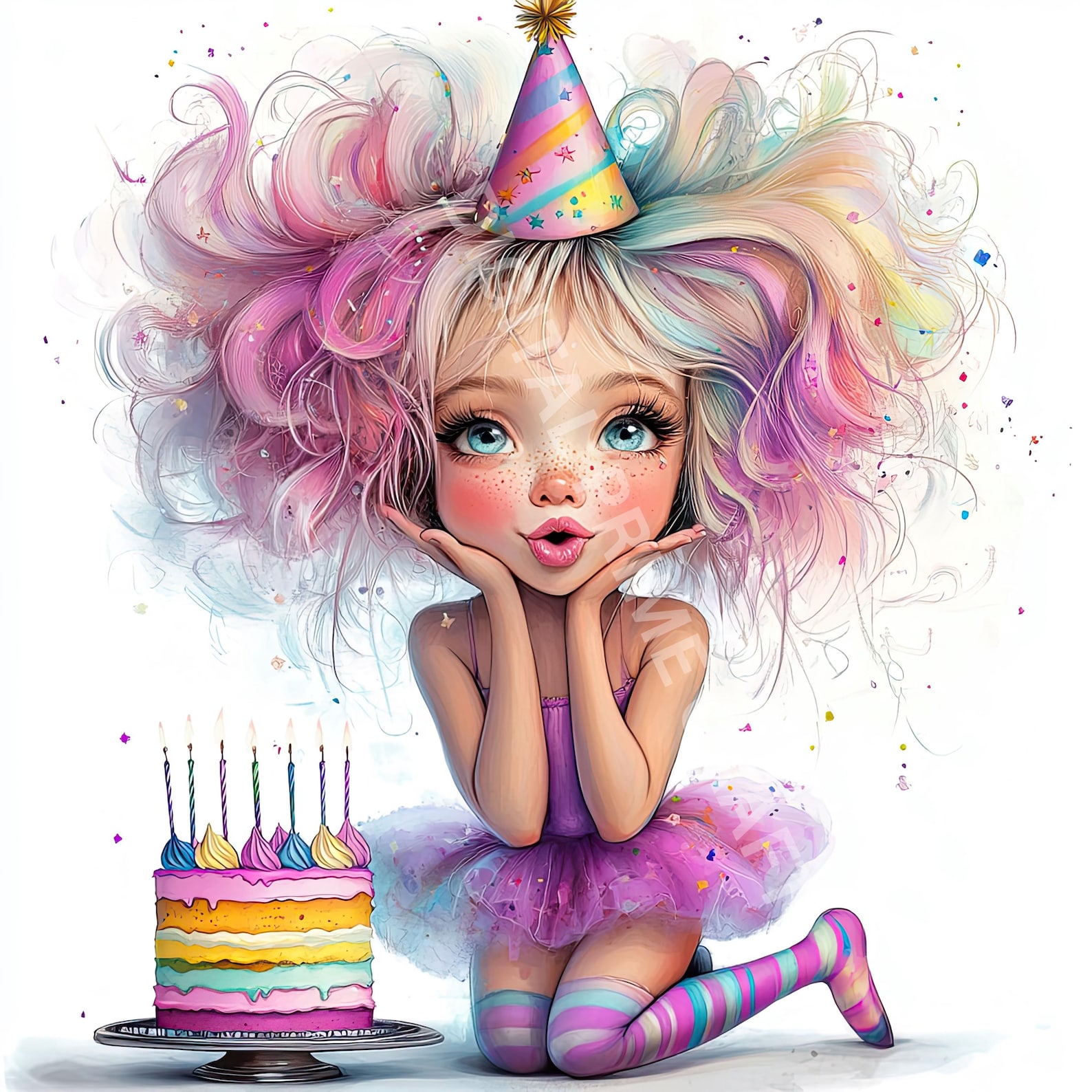 10 Quirky Birthday Girl Clipart, Birthday Clipart, High Quality Jpgs ...