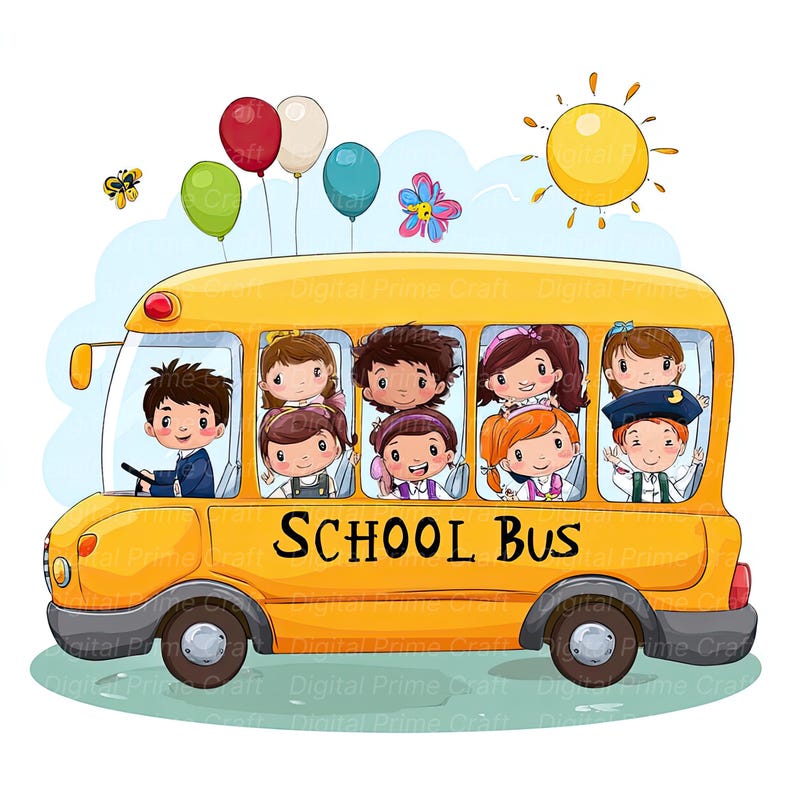 10 School Bus Clipart, School Clipart, Happy Kids, High Quality Jpgs ...