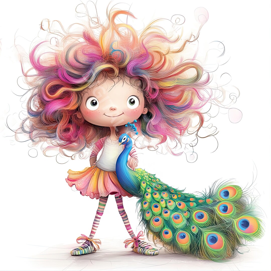 12 Quirky Girl, Quirky Girl With Animal, High Quality Jpgs, Digital ...