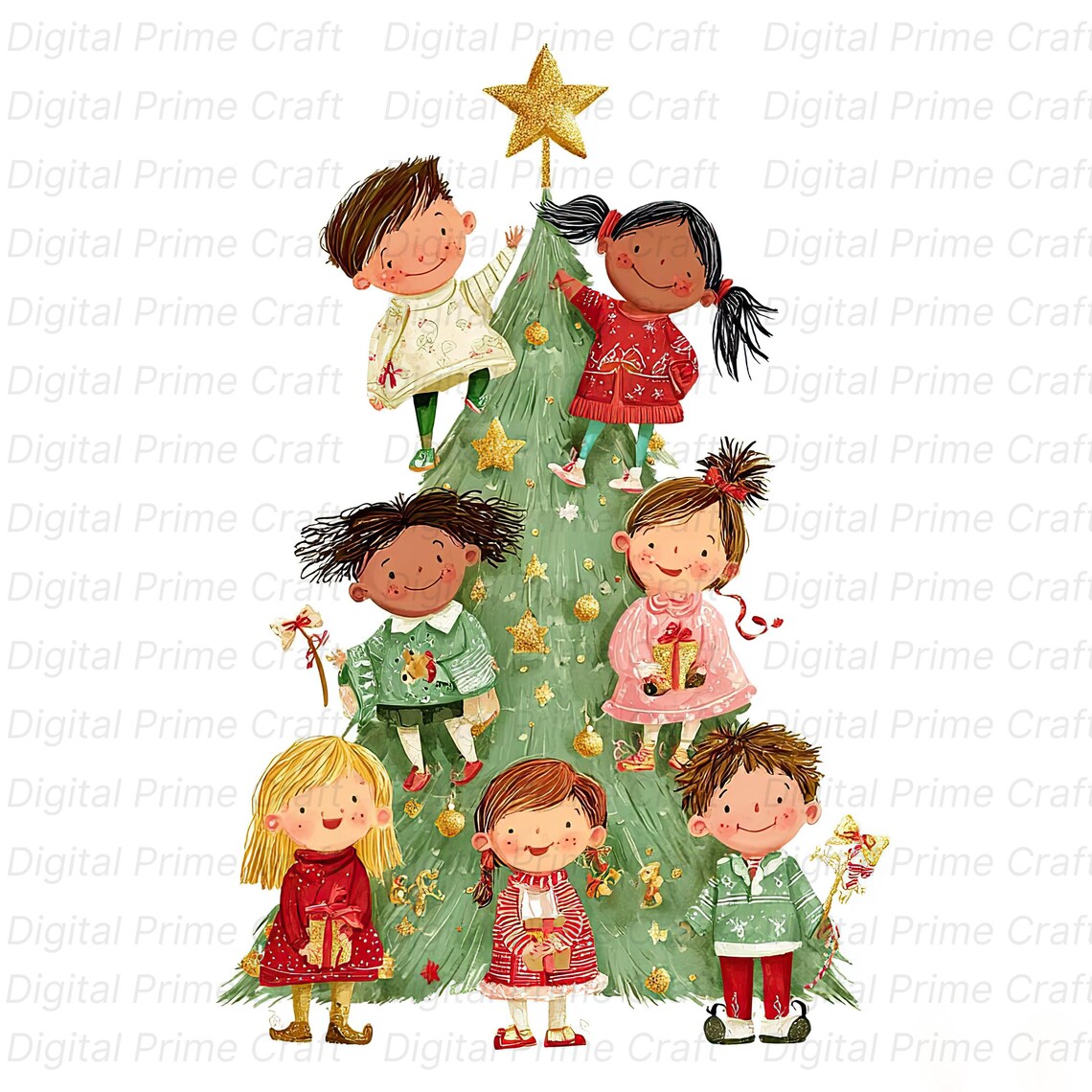 10 Christmas Kids Clipart, Christmas Clipart, 10 High Quality Jpgs ...