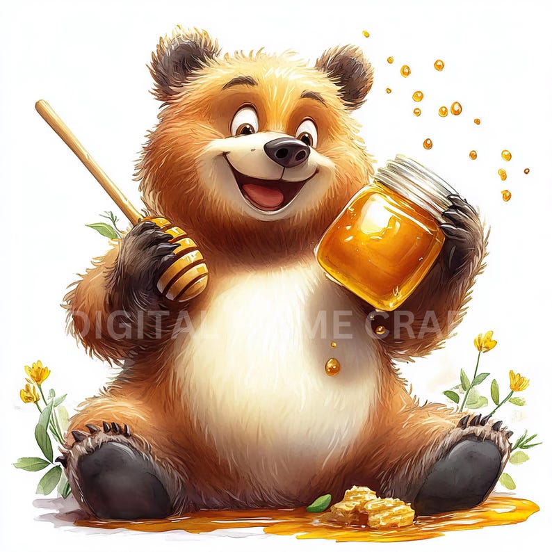10 Honey Bear Clipart, Bear Clipart, Honey Clipart, High Quality Jpgs ...