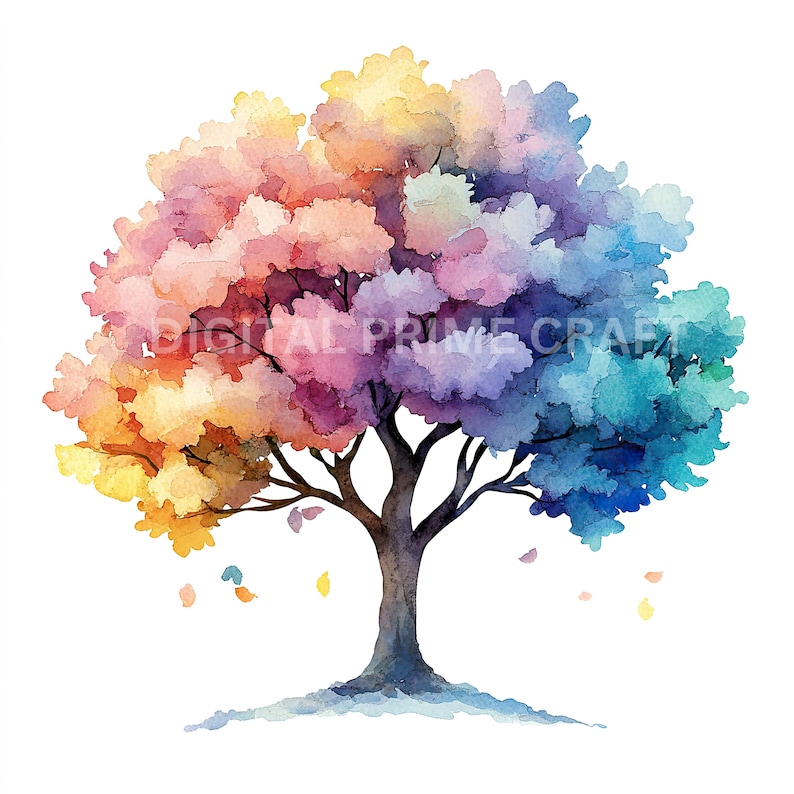 10 Tree Clipart, Colorful Tree Clipart, High Quality Jpgs, Digital ...