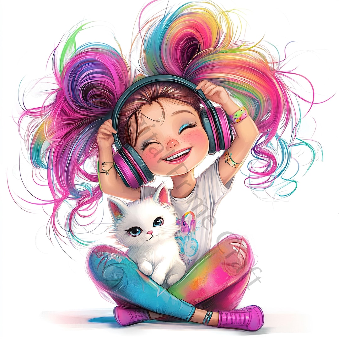 10 Quirky Happy Girl Clipart, Quirky Girl, High Quality Jpgs, Digital ...