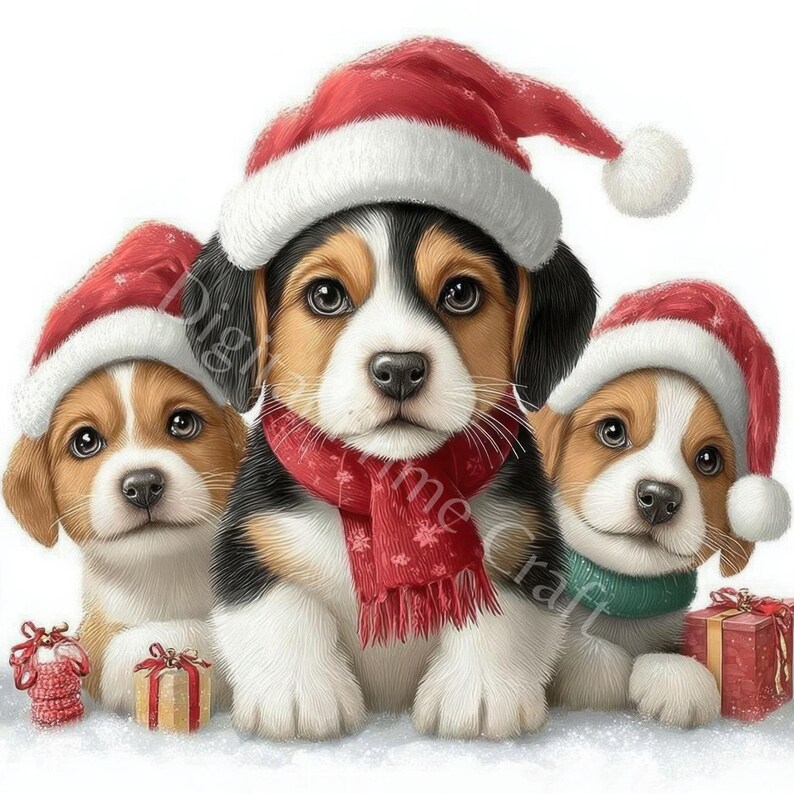 10 Christmas Clipart, Christmas Dog, High Quality Jpgs, Digital ...