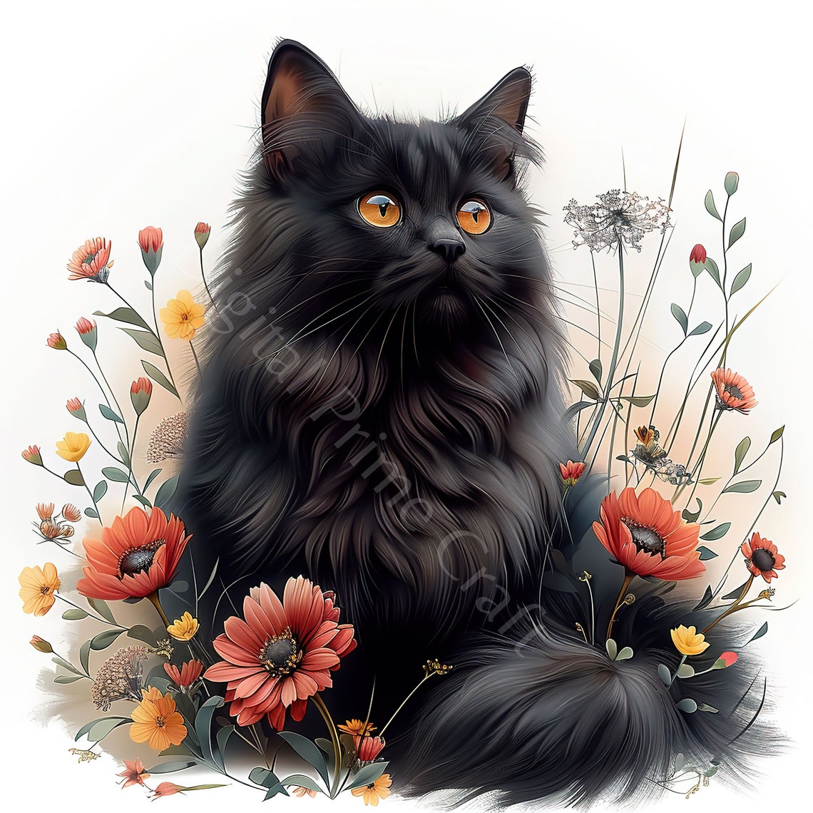 12 Cat in Flowers Clipart, Kitten Clipart ,high Quality JPG Files ...