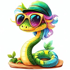 10 Snake Clipart, Funny Animal Clipart, High Quality Jpgs, Digital ...