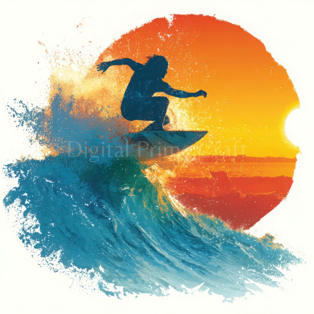 10 Surfing Clipart, Surfing Man, Adventure, High Quality Jpgs, Digital ...